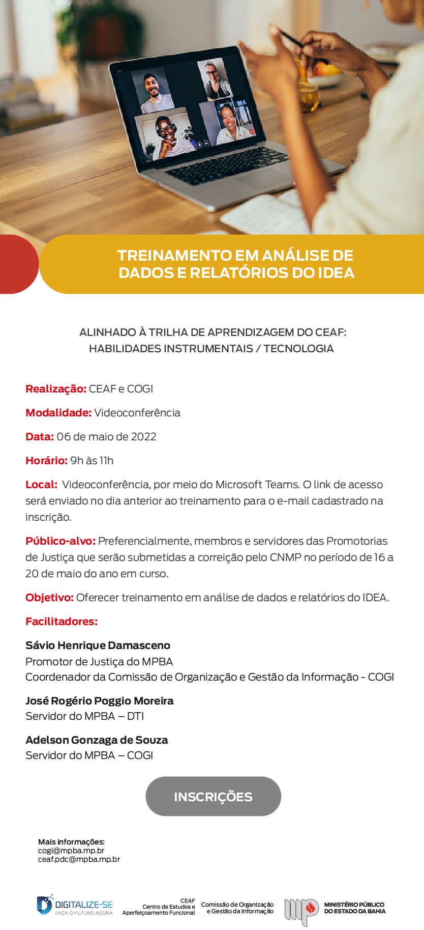 DSpace - MPBA: Treinamento em Análise de Dados e Relatórios do IDEA